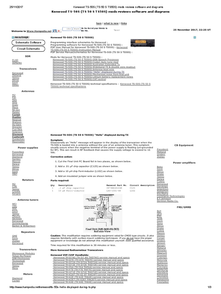 Kenwood TS-50S (TS 50 S TS50S) Mods Reviews Software and Diagrams | PDF | Computer Engineering ...