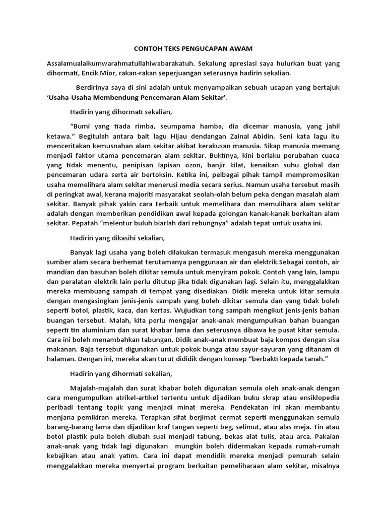 Contoh Teks Pengucapan Awam | PDF