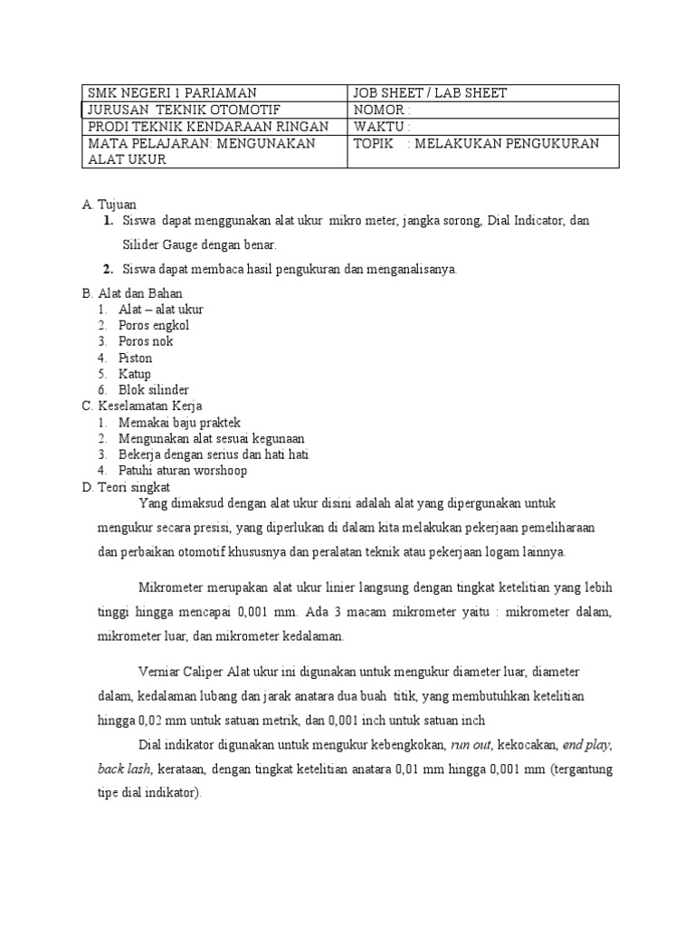 Job Sheet | PDF