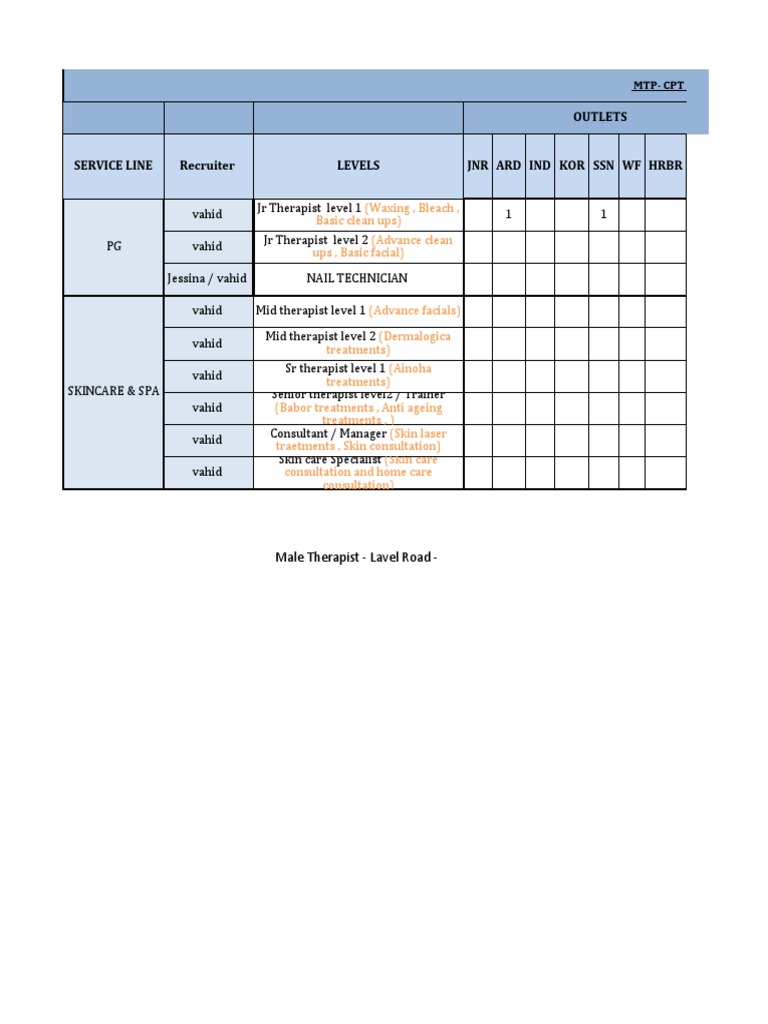 Salon & Spa Staffing Levels Overview | PDF | Integumentary System ...