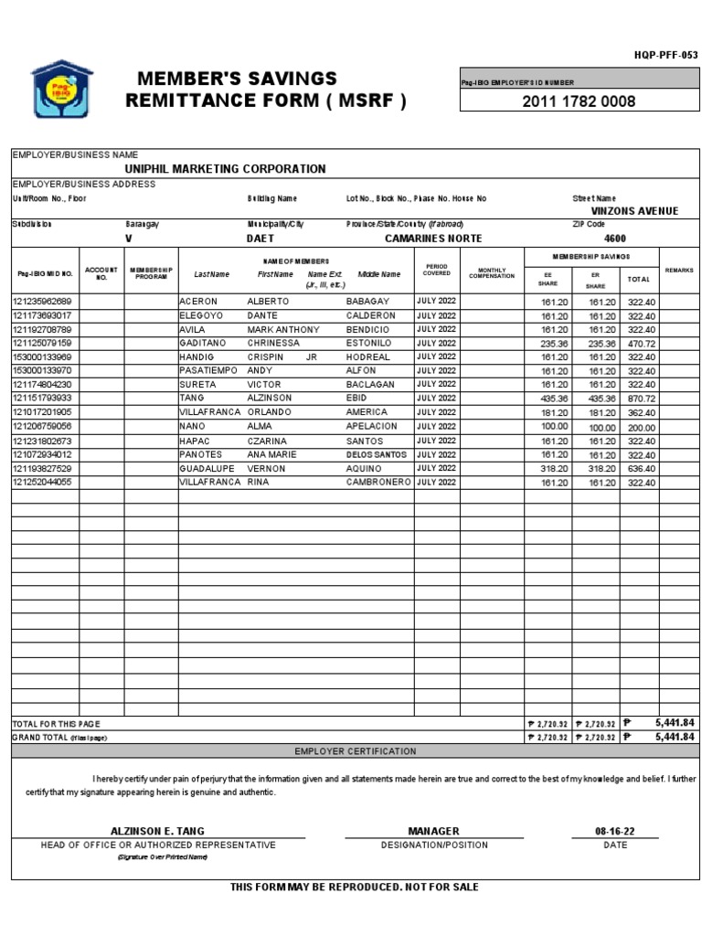 New Pagibig MCRF Format (1) LRT | PDF