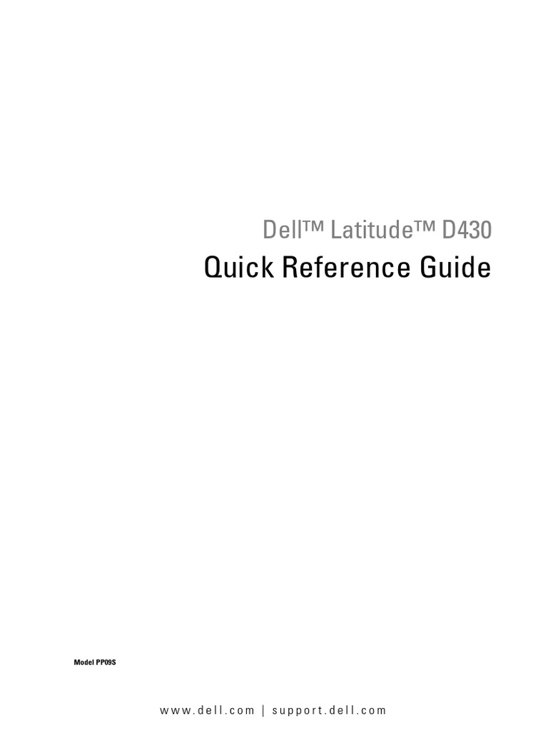 Quick Reference Guide: Dell™ Latitude™ D430 | PDF | Booting | Operating ...