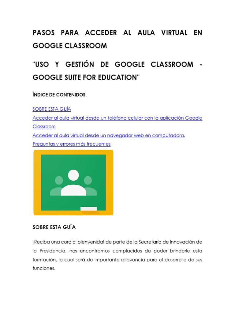 Pasos para Acceder Al Aula Virtual en Google Classroom | PDF | Contraseña | Informática