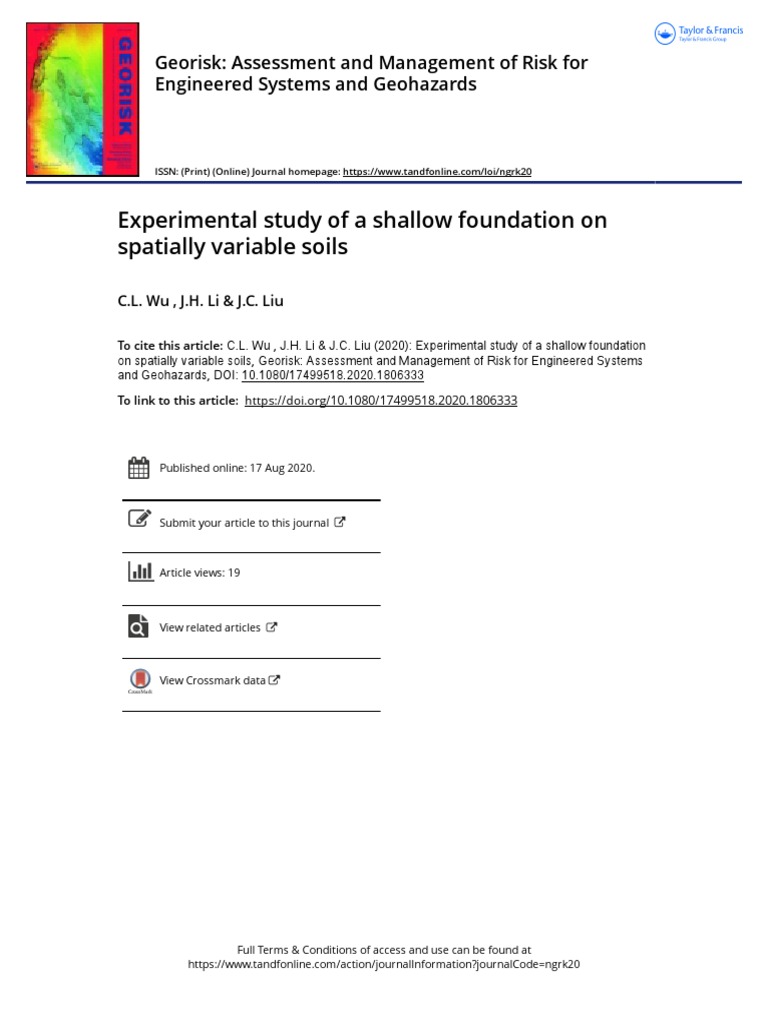 Experimental Study of A Shallow Foundation On Spatially Variable Soils | Download Free PDF ...