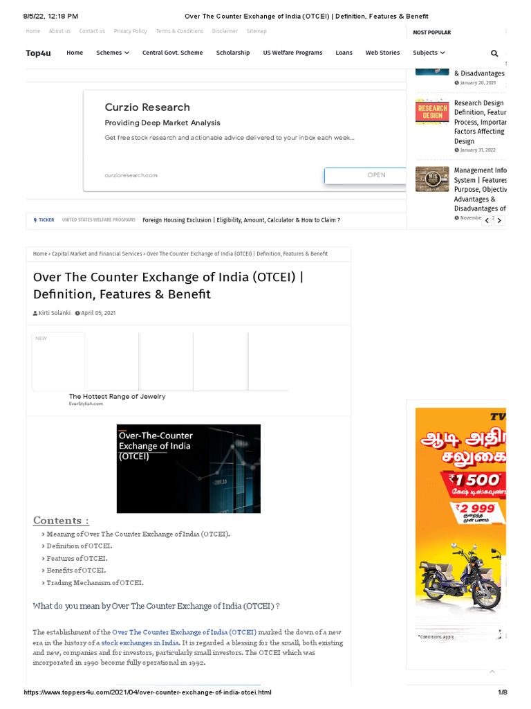 Over The Counter Exchange of India (OTCEI) - Definition, Features ...