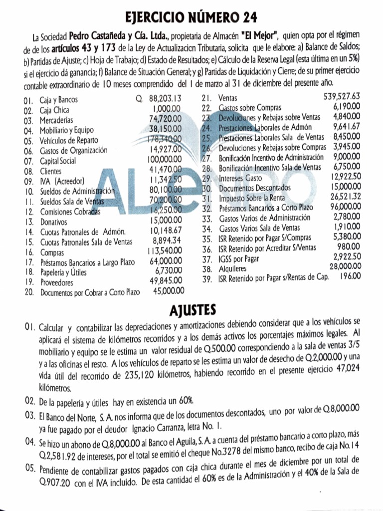 Ejercicio 24 y 25 | PDF | Contabilidad | Bancos