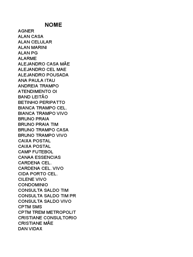 Lista Telefone | PDF