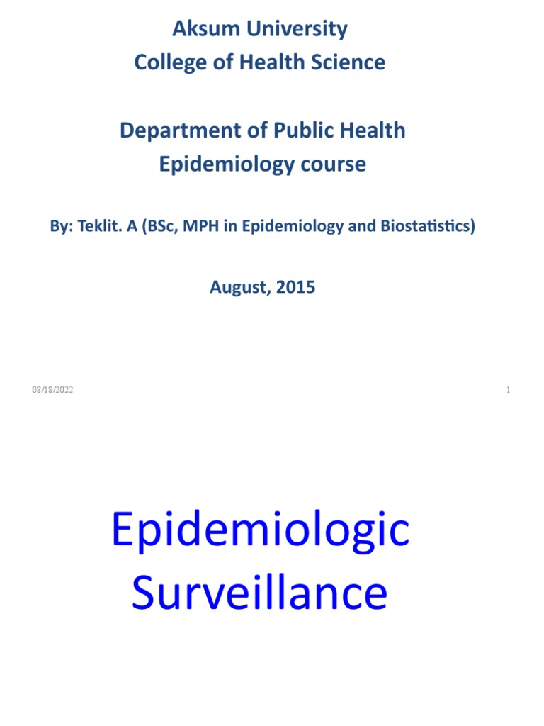 Epidemiologic Surveillance Guide | PDF | Epidemiology | Public Health