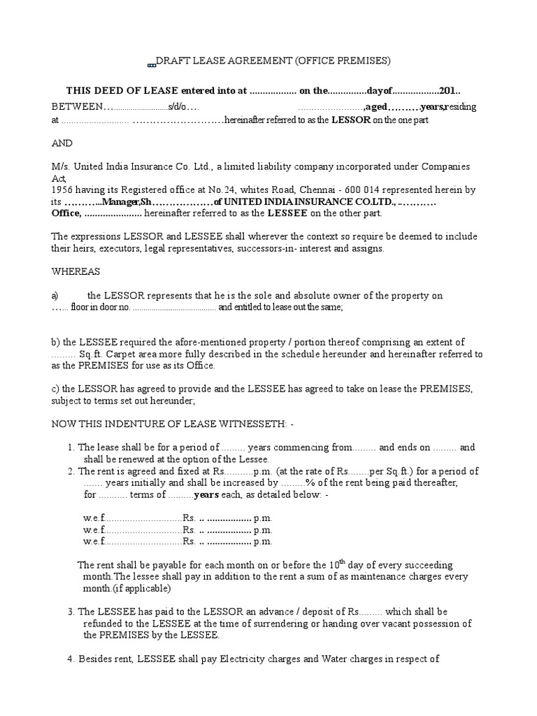 Draft Lease Agreement_2 | PDF | Lease | Economies