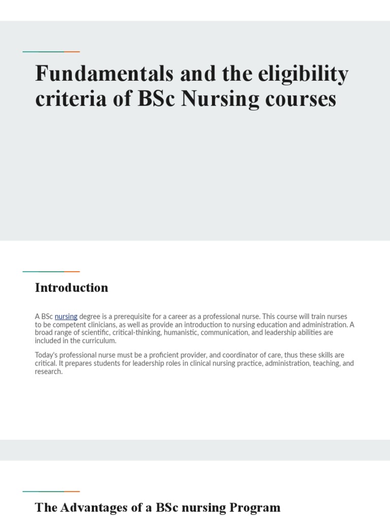 BSc Nursing Eligibility and Requirements | PDF | Nursing | Bachelor's ...