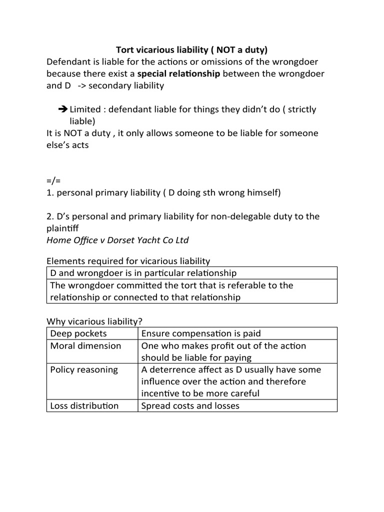 Tort Vicarious Liability | PDF | Legal Liability | Tort