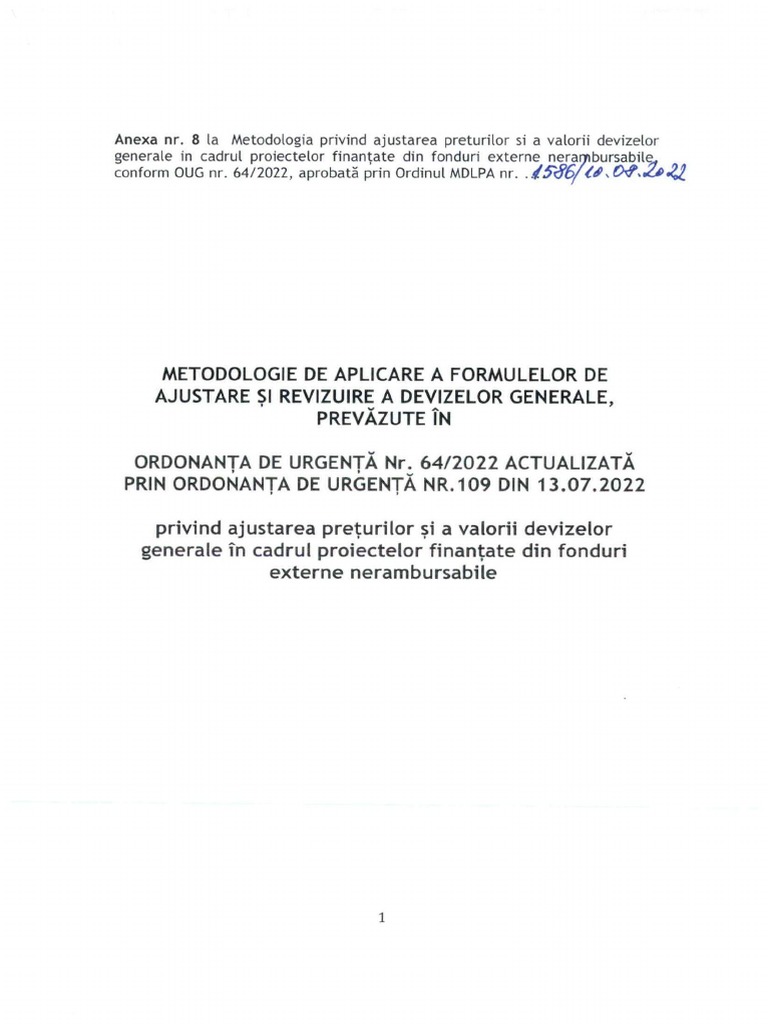 Anexa 8 - Metodologia de Ajustrare A Preturilor - Mod de Aplicare A ...