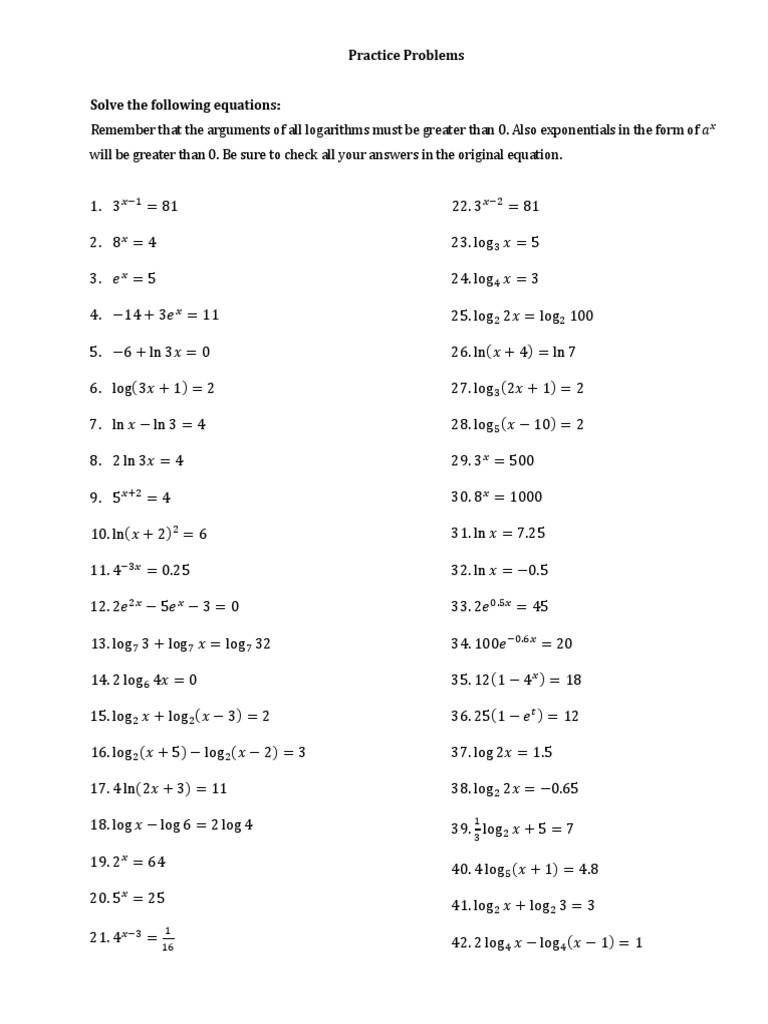 Microsoft Word - Solving Exponential and Logarithmic Equations | PDF | Teaching Methods & Materials