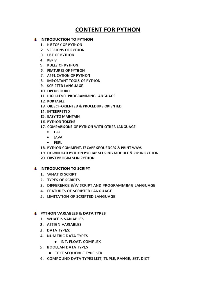 Content For Python 1 Pdf Python Programming Language Parameter Computer Programming