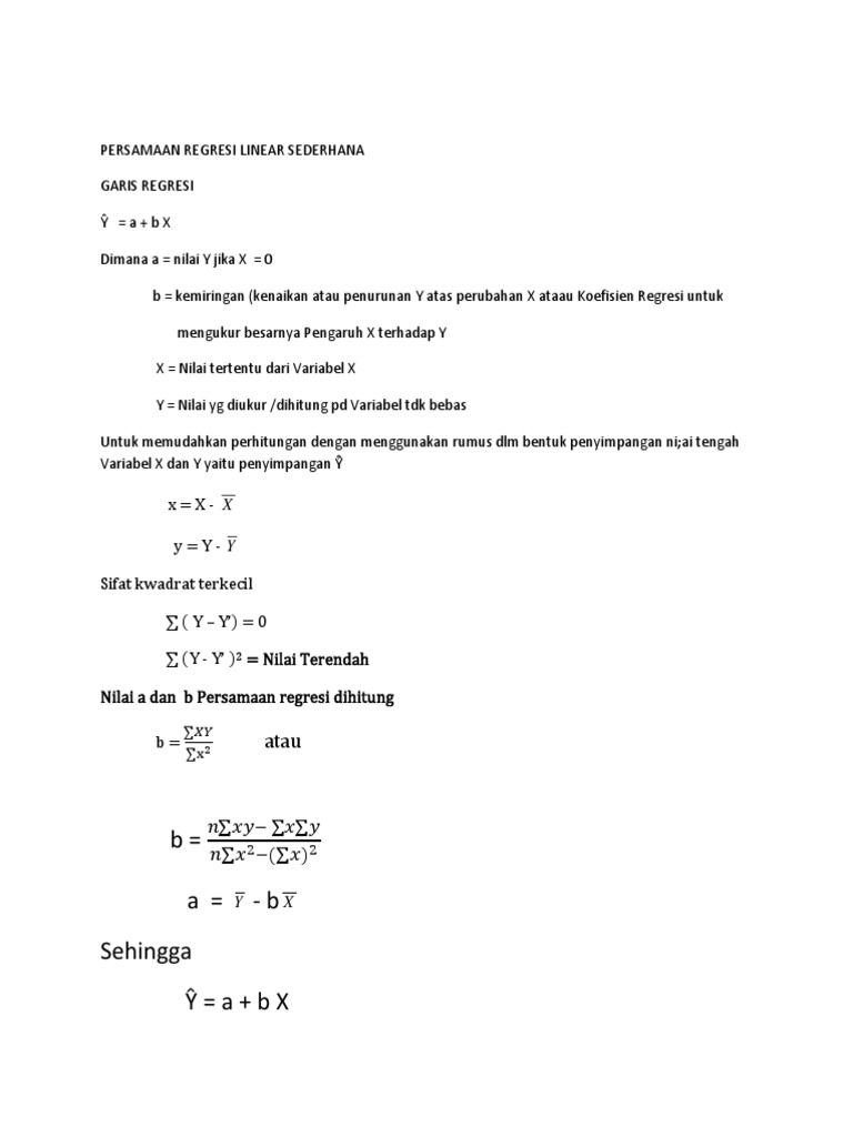 Persamaan Regresi Linear Sederhana | PDF