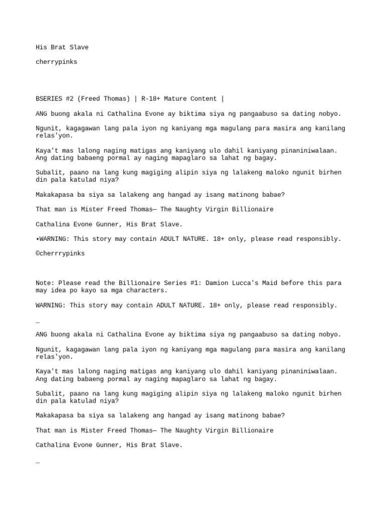 His Brat Slave by Cherryypinks | PDF