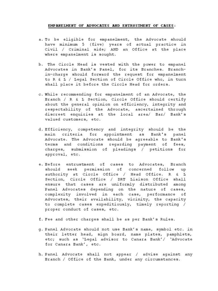 Canara Bank Advocate Empanelment 2025 | PDF | Advocate | Banks