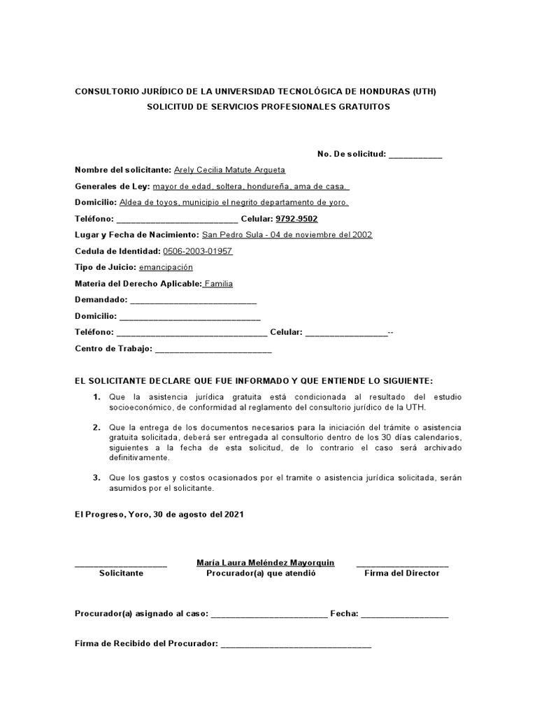 Formato Correcto y Uniforme para Ficha de Solicitud | PDF | Honduras