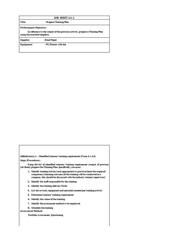 Job Sheet 4.1-5: Title Performance Objective | PDF | Bakery