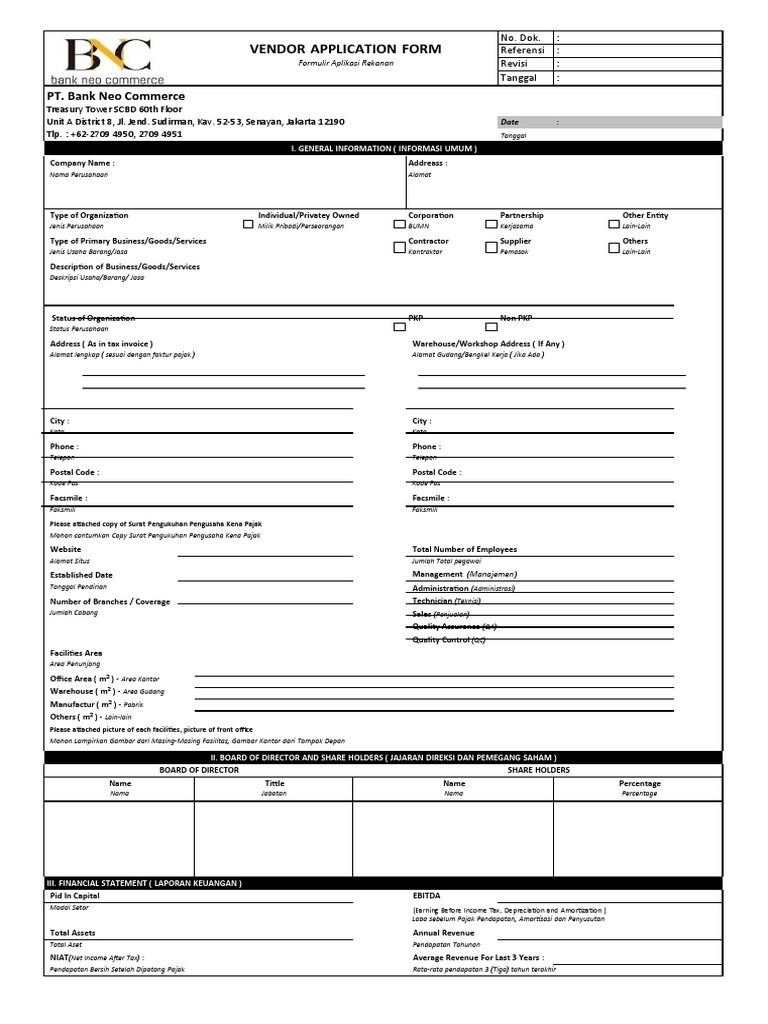 Vendor Aplication Form (VAF) | PDF | Revenue | Payments