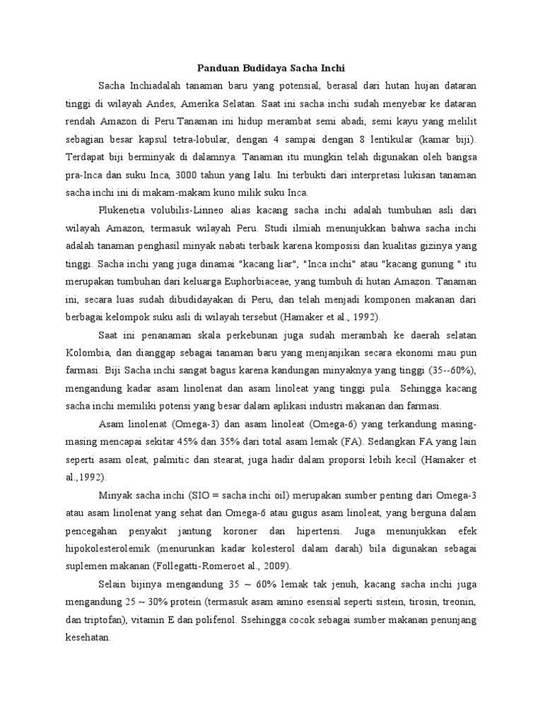 Panduan Budidaya Kacang Sacha Inchi | PDF