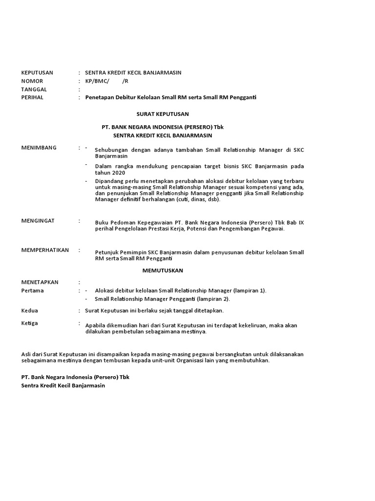 Perubahan Pengelola RM SKC | PDF