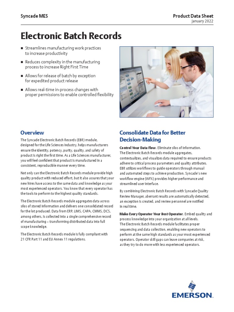 Product Data Sheet Electronic Batch Records Syncade en 82144 | PDF ...
