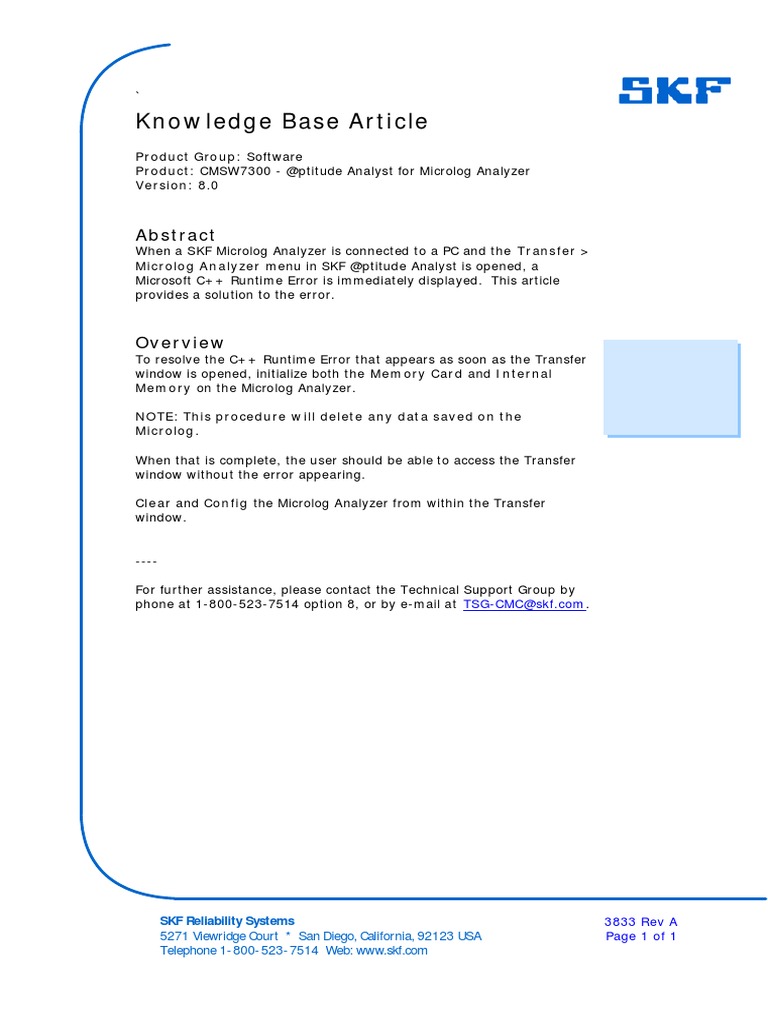 C Runtime Error When Microlog Analyzer Transfer Window Is Opened | PDF