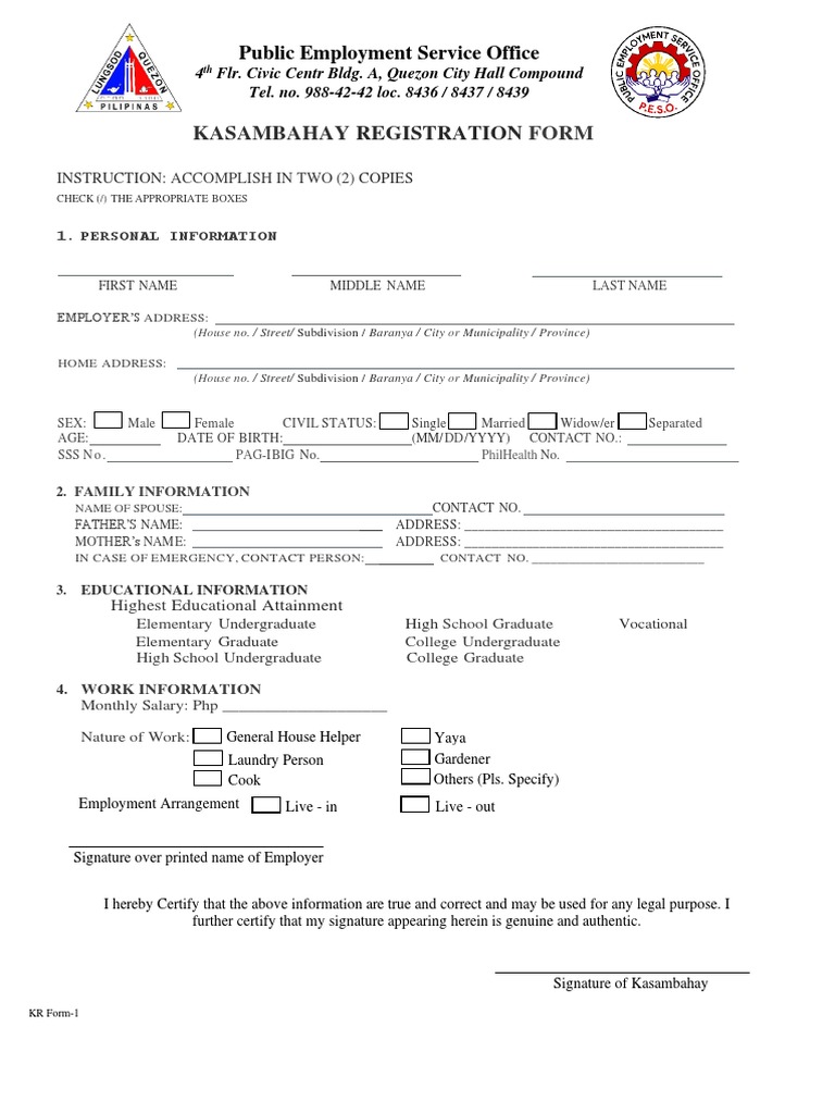Register as a Kasambahay | PDF