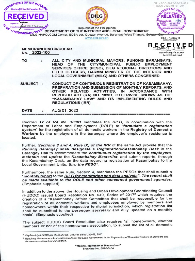 DILG-MC2022-100-Continuous-Registration-of-Kasambahay-Submission-of ...