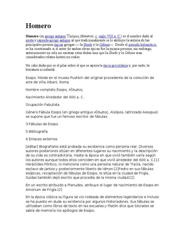 Homero | PDF | Esopo | Homero