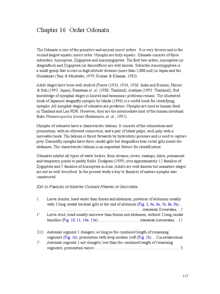 Chapter 16 Order Odonata: K F M o N I | PDF | Dragonfly | Insects