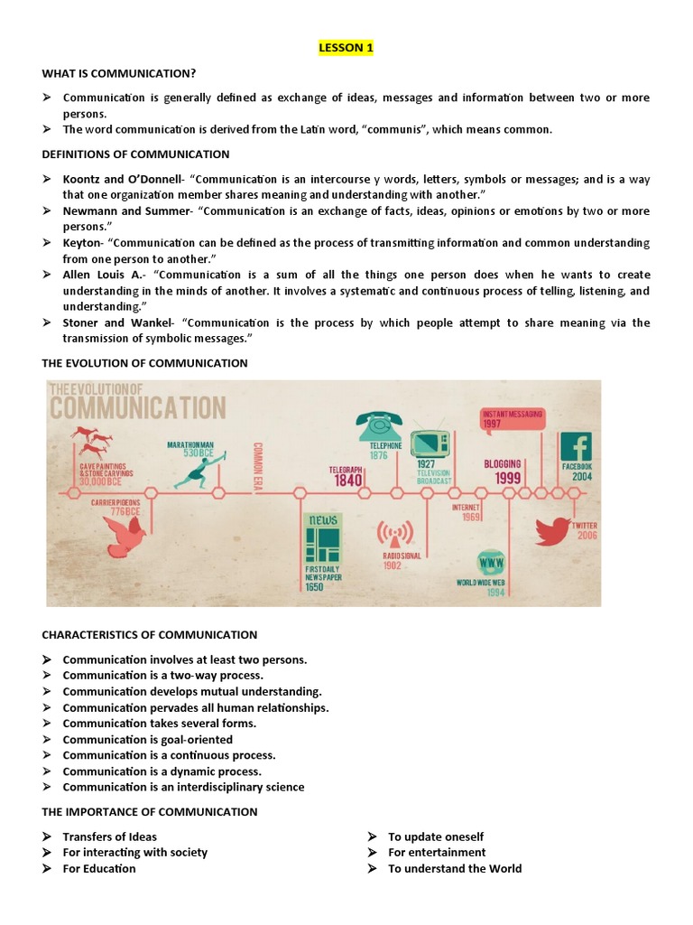 What Is Communication?: Lesson 1 | PDF | Communication | Nonverbal ...