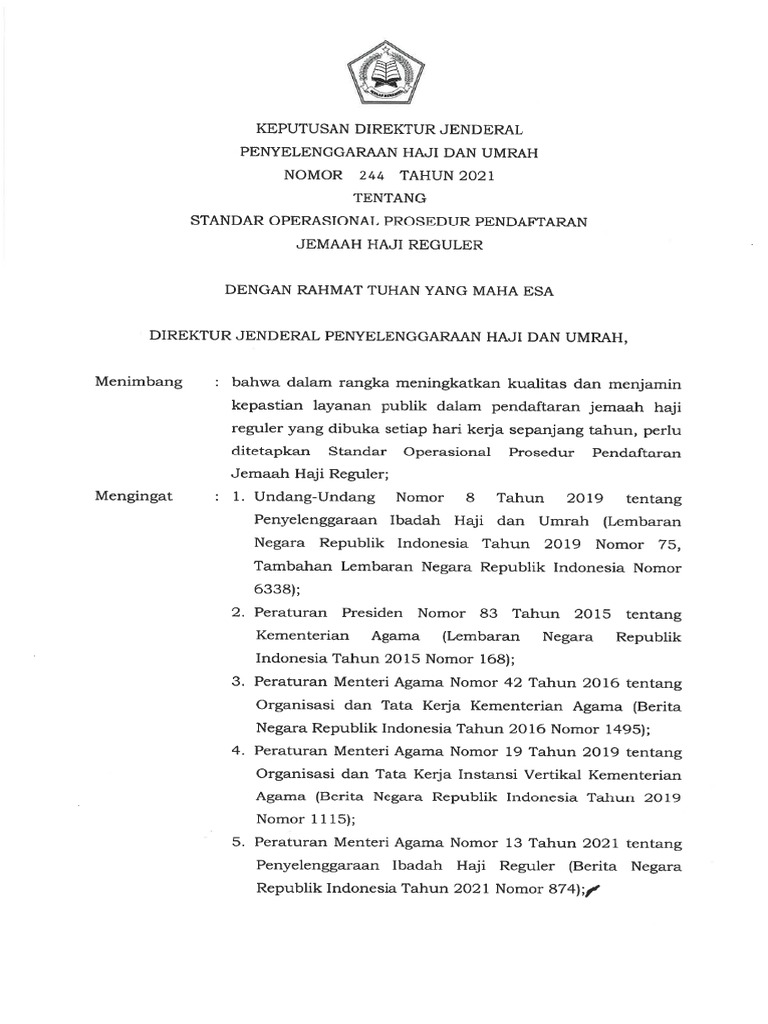 Sop Pendaftaran No 244 Tahun 2021 | PDF