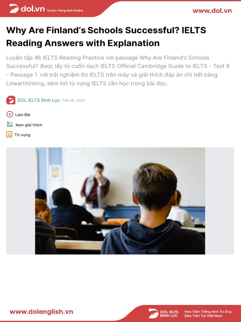 Why Are Finland's Schools Successful? IELTS Reading Answers With Explanation | PDF | Teachers ...