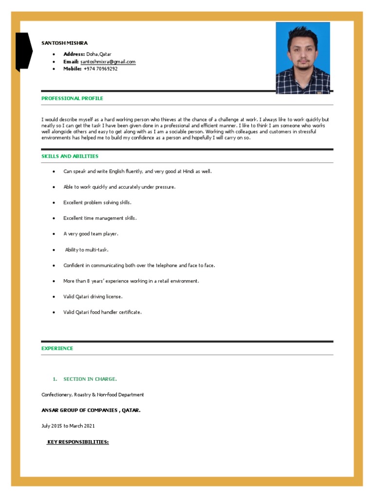 Address: Doha, Qatar Mobile: +974 70969292: Professional Profile | PDF ...