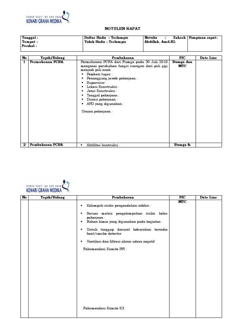 Template Rapat ICRA | PDF