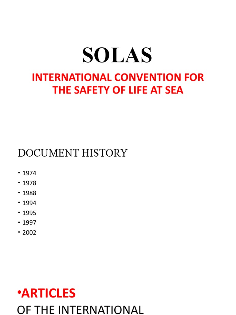Solas: International Convention For The Safety of Life at Sea | PDF ...
