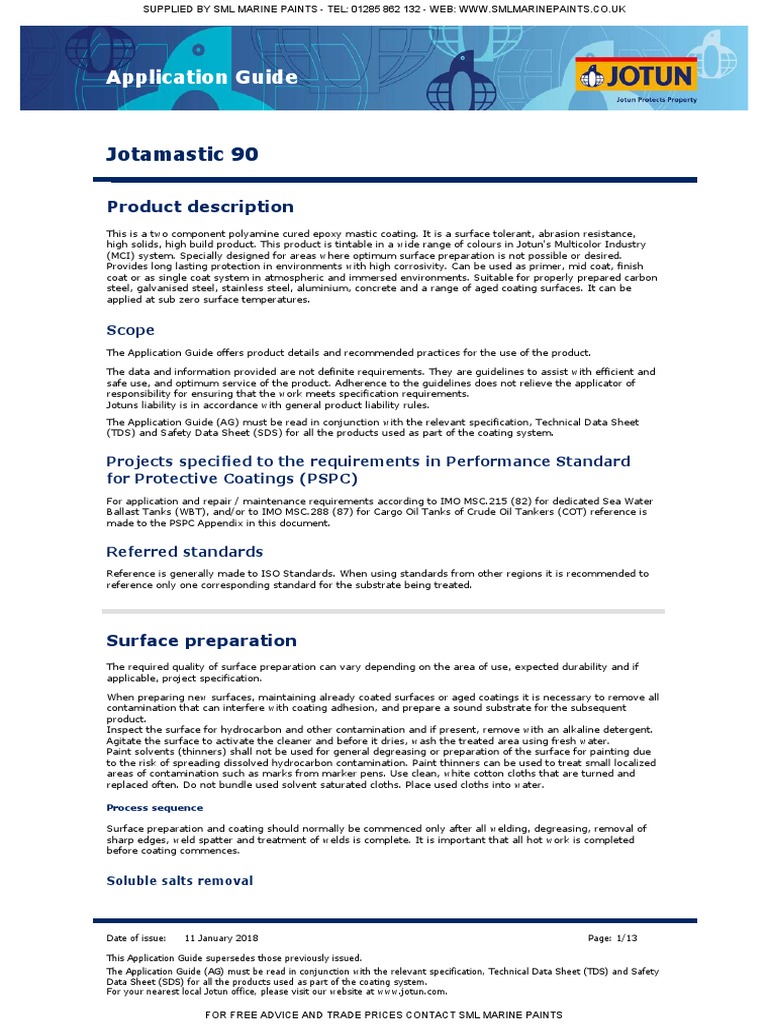 Jotamastic 90: Technical Data Sheet Application Guide | PDF | Abrasive | Paint