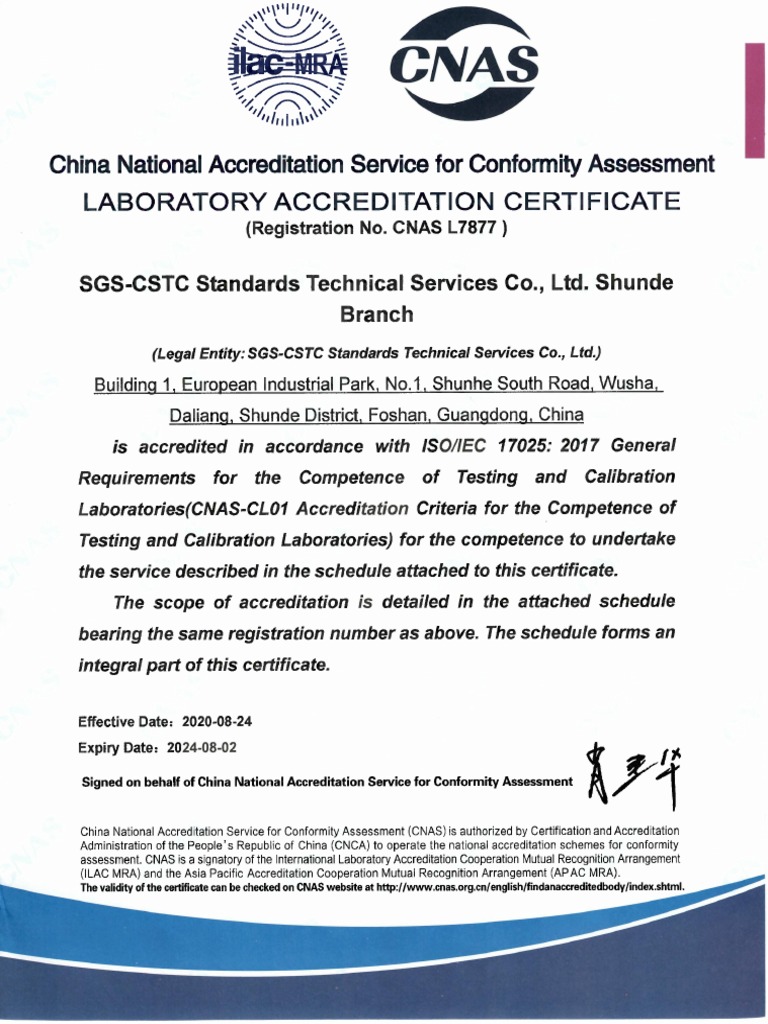 SGS 17025 Cert & Scope | Download Free PDF | International ...