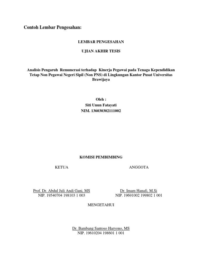 Contoh Lembar Pengesahan | PDF