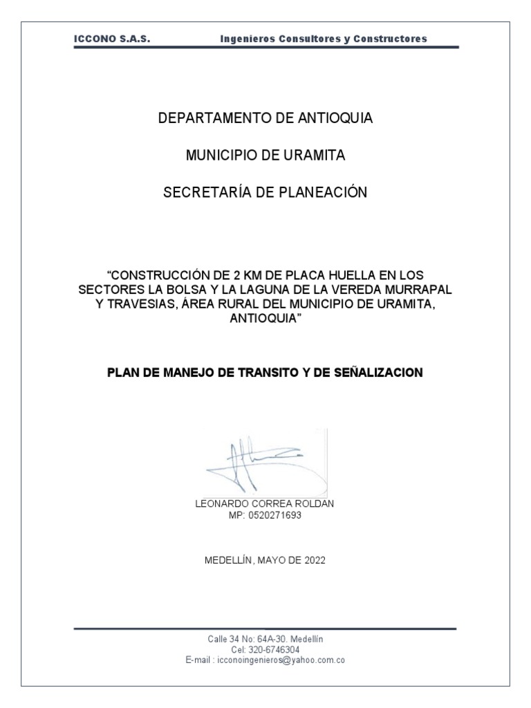 Plan de Manejo de Transito | PDF | Peatonal | Transporte