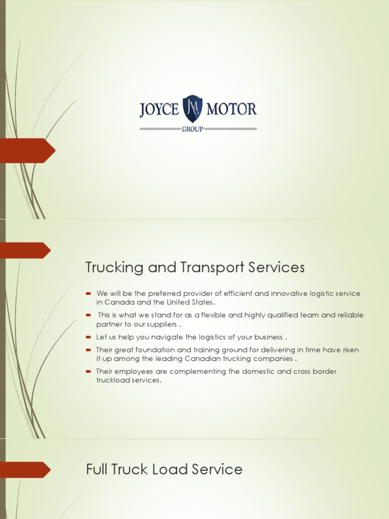 Joyce Motorgroup | PDF | Cargo | Transport