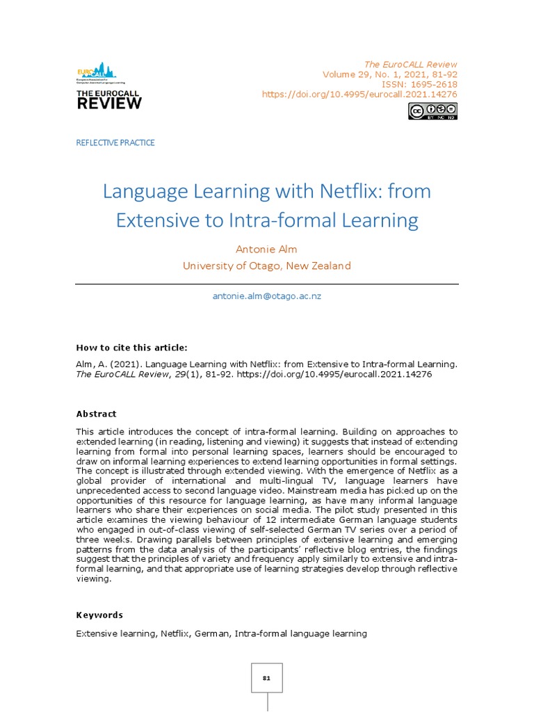 Language Learning With Netflix | PDF | Second Language | Learning