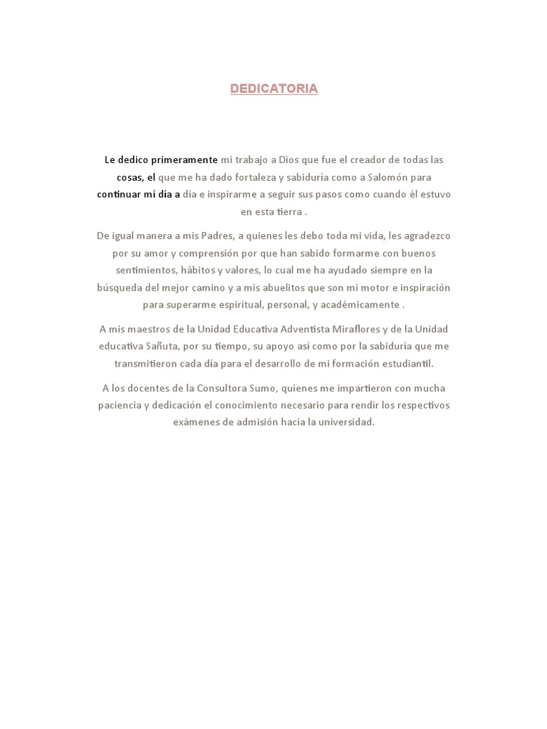 Dedicatoria (Solo para Copiar) | PDF | Amor
