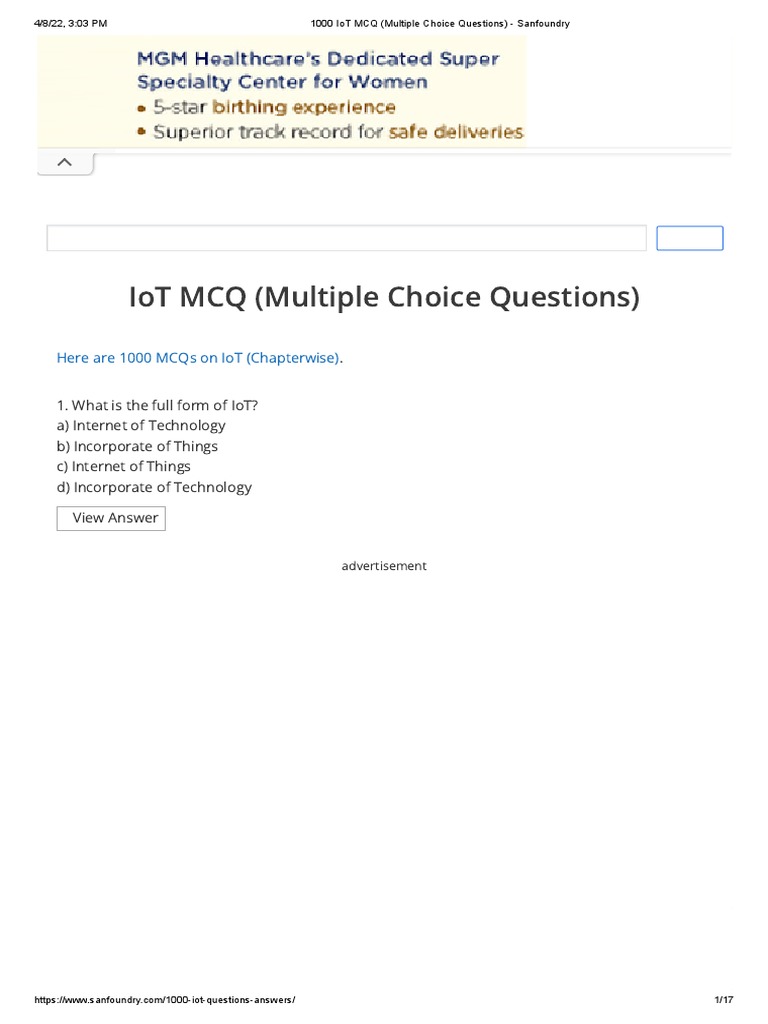 MCQ Induction2 | PDF | Internet Of Things | Cloud Computing