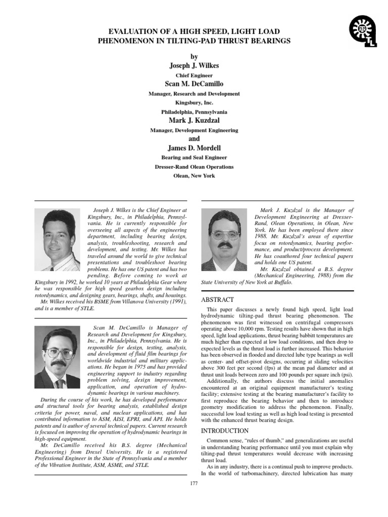 Evaluating Tilting Pad - Paper | PDF | Bearing (Mechanical) | Friction