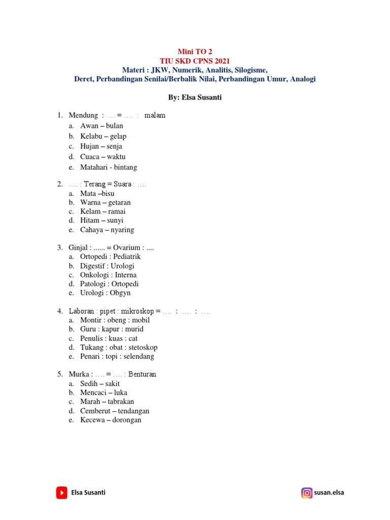 Mini TO2 With Elsa Susanti Part 1 | PDF