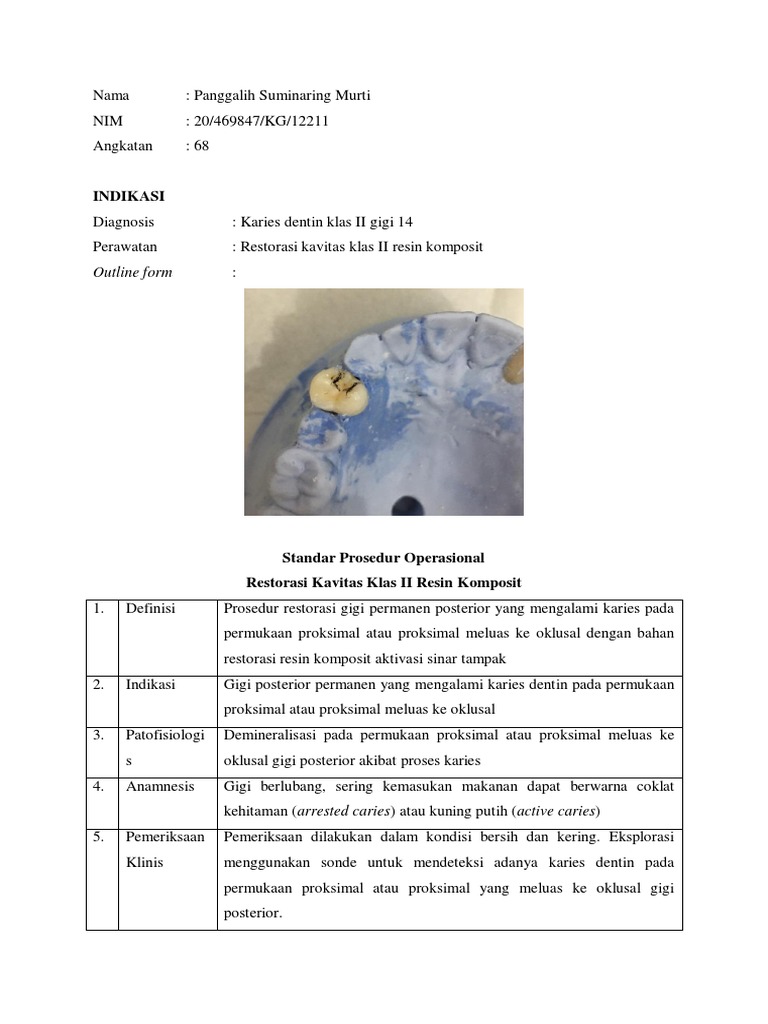 SOP Restorasi Klas II Dan IV | PDF
