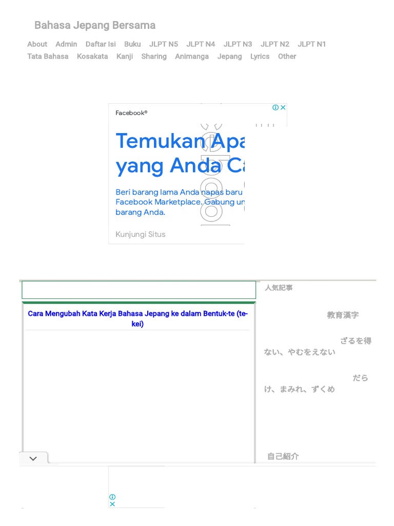 Cara Mengubah Kata Kerja Bahasa Jepang Ke Dalam Bentuk-Te (Te-Kei) - Belajar Bahasa Jepang ...